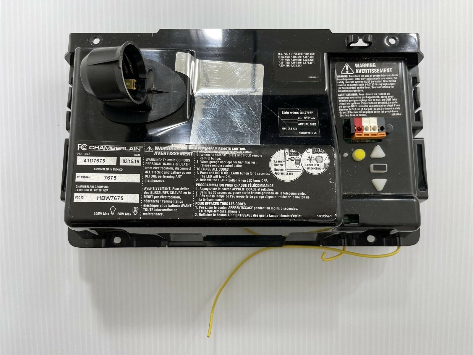 Chamberlain 41D7675 Garage Door Logic Board Yellow Learn w/Light Socke ...