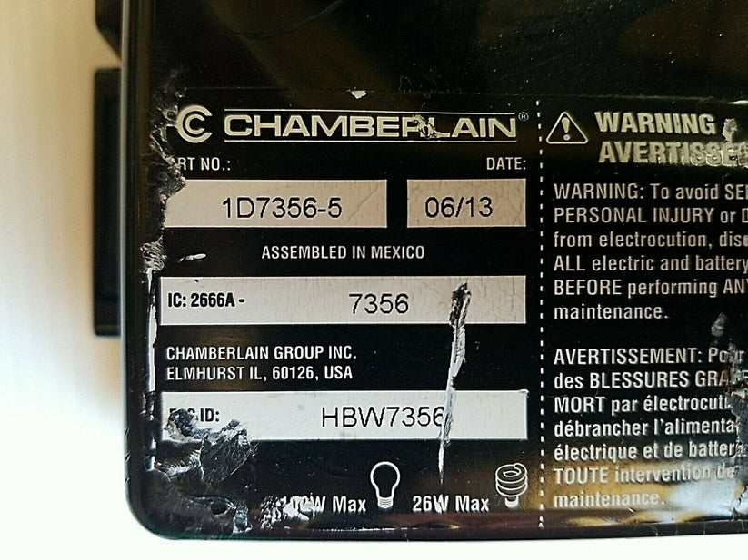 Chamberlain 1D7356-5 Garage Door Receiver Logic Board Yellow Learn But ...