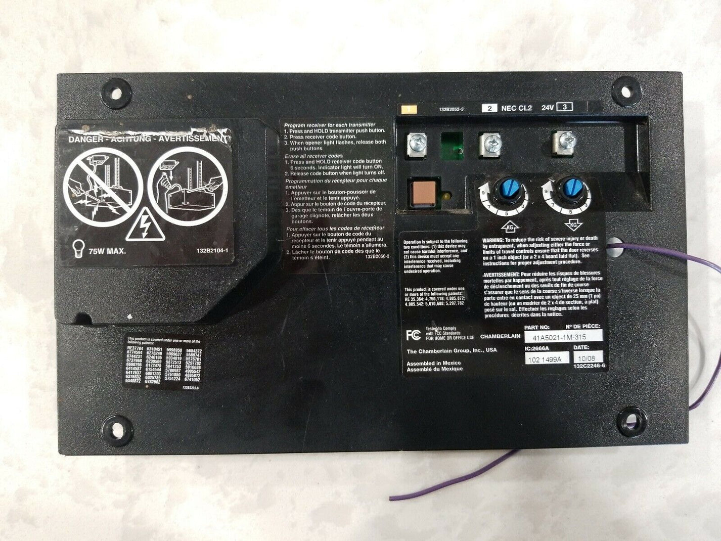 Chamberlain Liftmaster Circuit Board End Panel Purple Learn Btn 41A502 ...