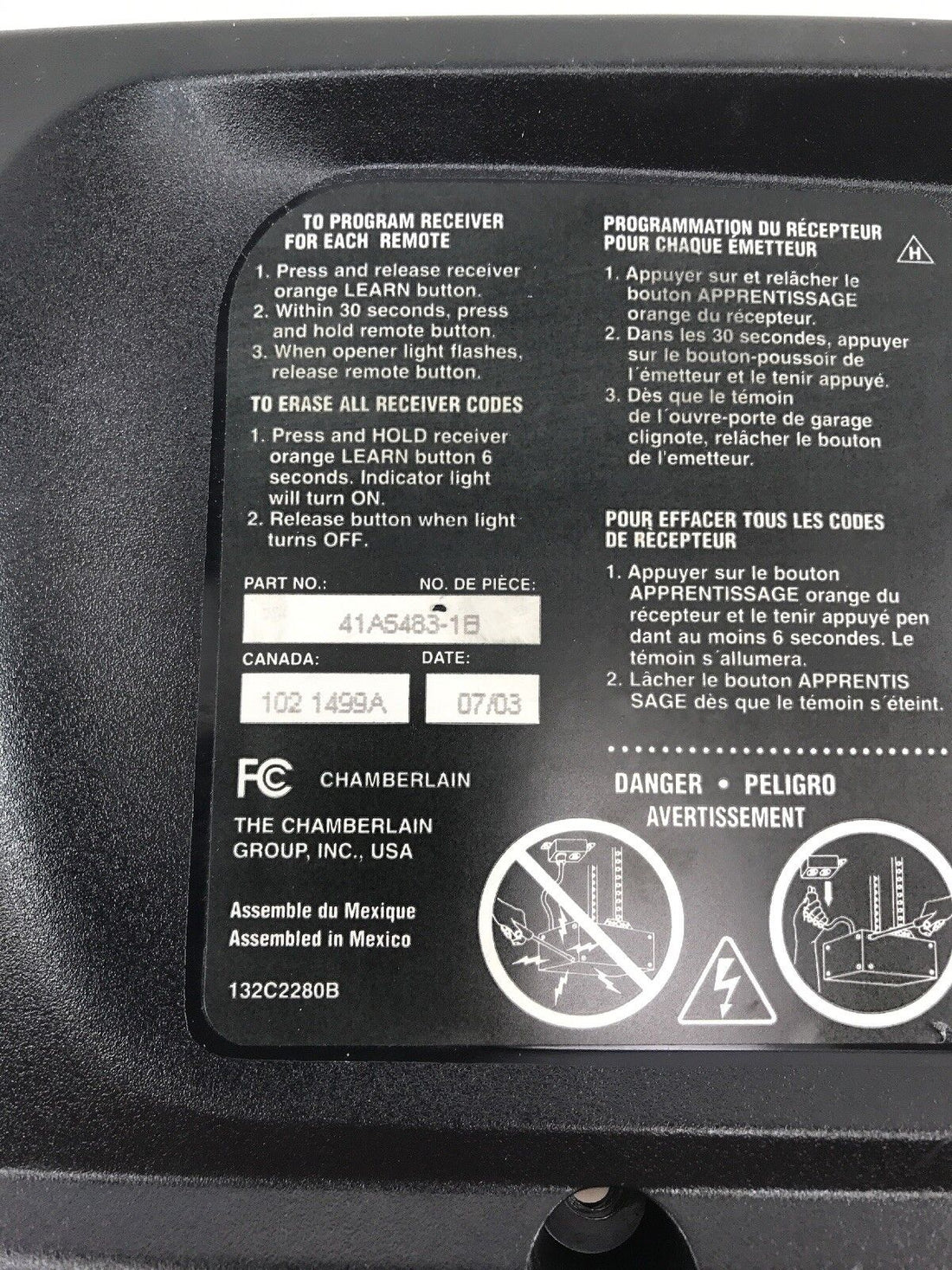 Chamberlain Liftmaster 41A5483-1B Garage Door Receiver Logic Board Red ...