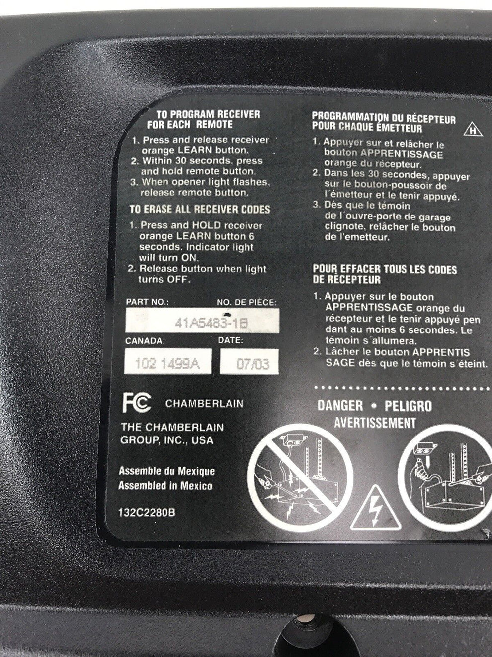 Chamberlain Liftmaster 41A5483-1B Garage Door Receiver Logic Board Red ...